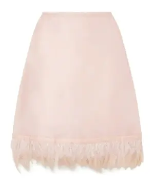 Staud Frayed Silk Midi Skirt