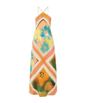 Staud Thin Cross-strap Satin Maxi Dress