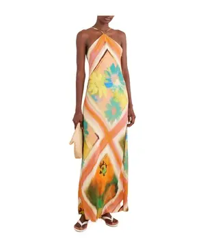 Staud Thin Cross-strap Satin Maxi Dress