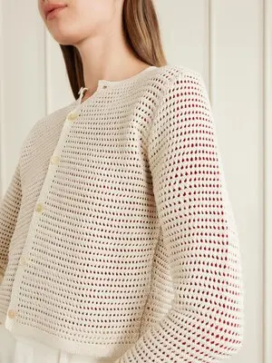 Auralee Tussah Crocheted Silk And Cotton-blend Cardigan