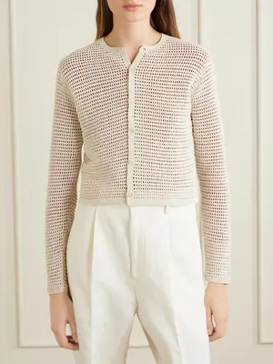 Auralee Tussah Crocheted Silk And Cotton-blend Cardigan