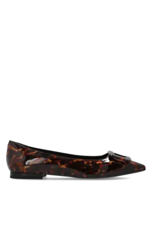 ROGER VIVIER Patent Leather Tortoiseshell Ballet Flats With Buckle Detail