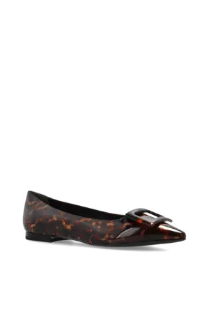 ROGER VIVIER Patent Leather Tortoiseshell Ballet Flats With Buckle Detail
