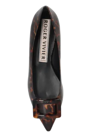 ROGER VIVIER Patent Leather Tortoiseshell Ballet Flats With Buckle Detail