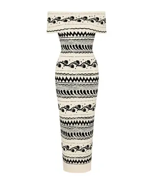 Alberta Ferretti Strapless All-over Pattern Maxi Dress