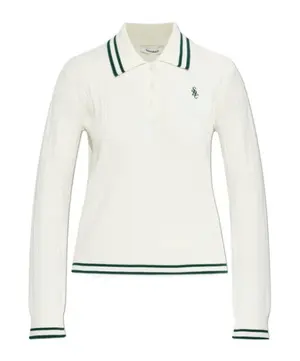SPORTY  RICH Long-sleeved Polo Shirt - Cream