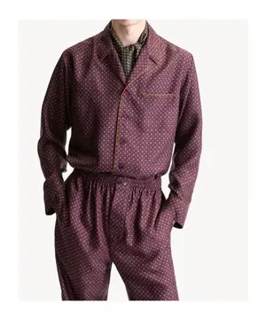 Saint Laurent Pajama-style Shirt In Hexagon Silk Twill
