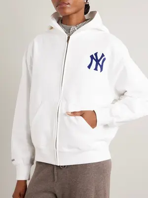 SPORTY  RICH Sporty & Rich Long-sleeved Hooded Sweatshirt With Yankees Logo