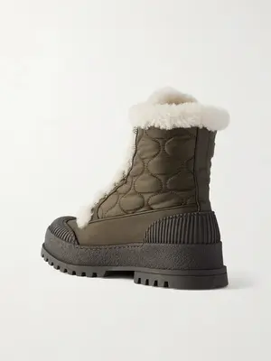 AQUAZZURA Shearling-lined Quilted Nylon And Leather Ankle Boots