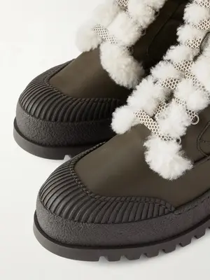 AQUAZZURA Shearling-lined Quilted Nylon And Leather Ankle Boots