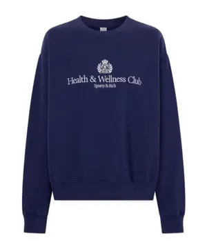 SPORTY  RICH Sporty & Rich Logo-embroidered Cotton-jersey Sweatshirt - Blue