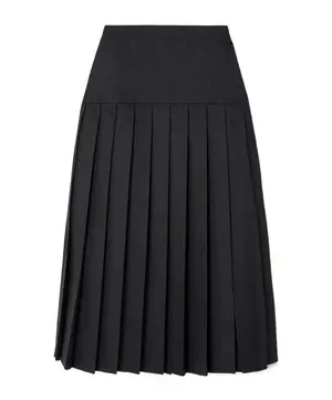 Alessandra Rich Pleated Wool Midi Skirt