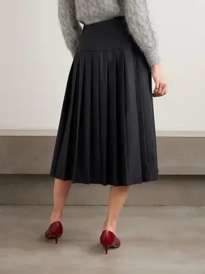 Alessandra Rich Pleated Wool Midi Skirt