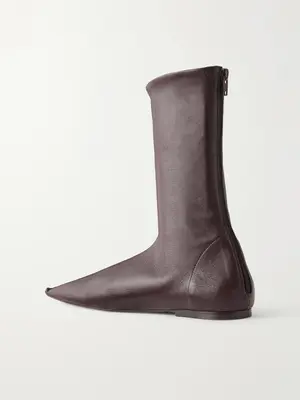 Khaite Solid Leather Ankle Boots