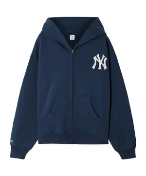 SPORTY  RICH Cotton-jersey Zip-up Hoodie - Blue