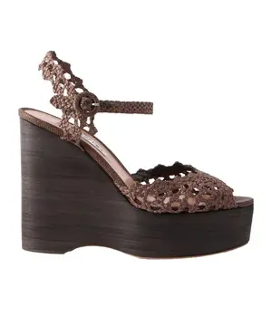AQUAZZURA Bossa Nova 130 Crocheted Raffia Platform Sandals - No