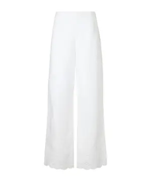 Staud Oscar Embroidered Straight Leg Linen Pants