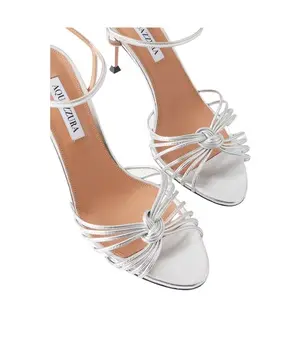 AQUAZZURA Knotted Metallic Leather Sandals