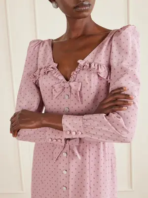 Alessandra Rich Polka Dot Dress With Bow