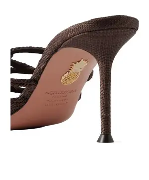 AQUAZZURA Raffia-trimmed Cord Mules