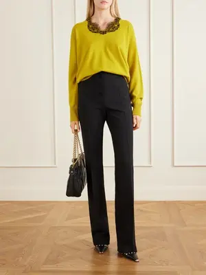 Valentino Garavani Wool Crepe Straight Leg Pants