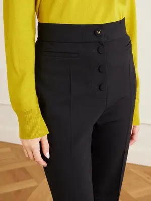 Valentino Garavani Wool Crepe Straight Leg Pants