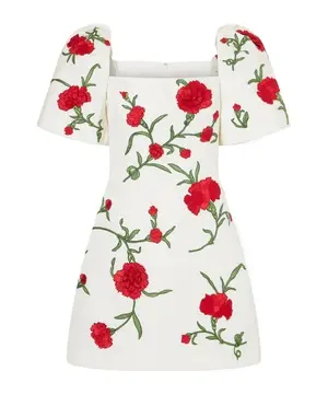 Carolina Herrera Embellished Floral Silk-faille Mini Dress
