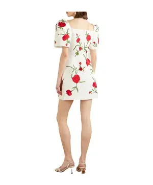 Carolina Herrera Embellished Floral Silk-faille Mini Dress
