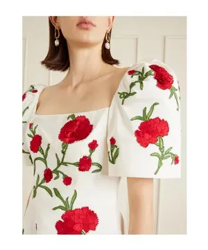 Carolina Herrera Embellished Floral Silk-faille Mini Dress