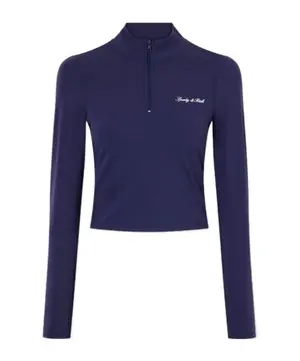 SPORTY  RICH Sporty & Rich Cropped Stretch Jersey Half-zip Jacket
