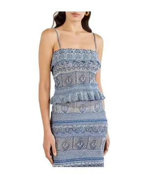 Etro Cropped Ruffled Pointelle-knit Cotton-blend Top