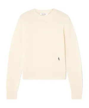 SPORTY  RICH Src Short Embroidered Cashmere And Wool Blend Sweater