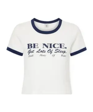 SPORTY  RICH Logo-print Ringer T-shirt - White