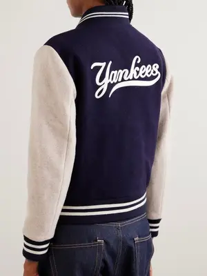 SPORTY  RICH Sporty & Rich Embroidered Wool Felt Bomber Jacket