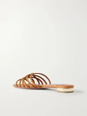 AQUAZZURA Luna Raffia-trimmed Cord Slides
