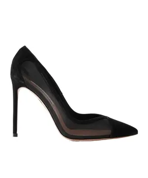 AQUAZZURA Mesh-paneled Suede Pumps
