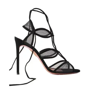 AQUAZZURA Suede Trimmed Mesh Sandals