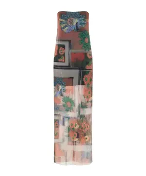 Staud Floral Collage Strapless Midi Dress