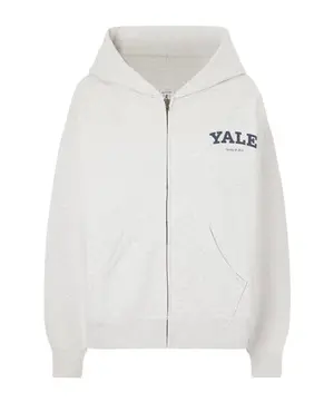 SPORTY  RICH Printed Zip-up Hooded Sweatshirt