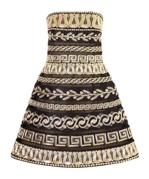 Carolina Herrera Strapless Embroidered Mini Dress