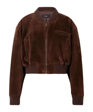 ARMA Cropped Suede Zip-up Bomber Jacket
