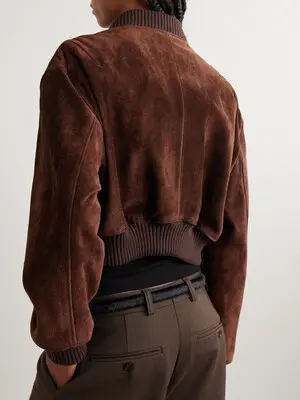 ARMA Cropped Suede Zip-up Bomber Jacket
