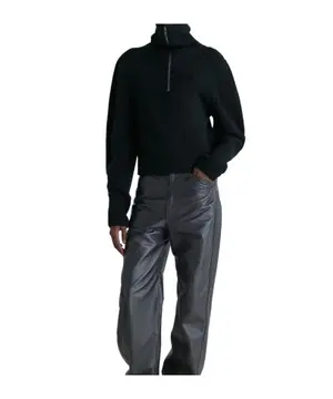 LEMAIRE Ribbed Zip-up Turtleneck Sweater