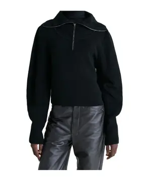 LEMAIRE Ribbed Zip-up Turtleneck Sweater