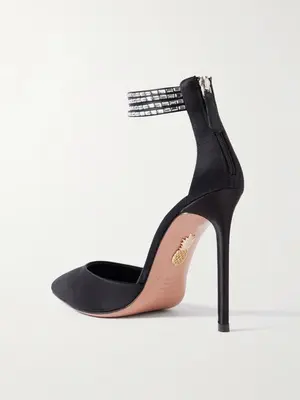 AQUAZZURA Crystal-embellished Satin Pumps