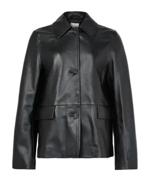 TOTEME Long-sleeved Leather Jacket With Lapel Collar