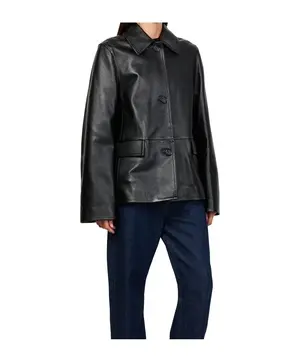 TOTEME Long-sleeved Leather Jacket With Lapel Collar