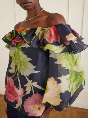 Carolina Herrera Off-shoulder Printed Top