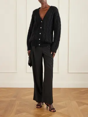 Alessandra Rich Sequin-embellished Cable-knit Cardigan