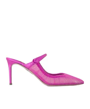 AQUAZZURA Satin-trimmed Tulle Mules